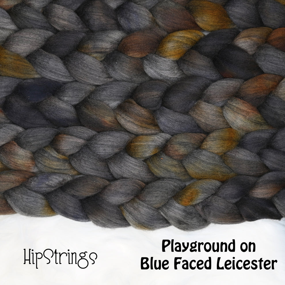 Playground on Hand Dyed Blue Faced Leicester Combed Wool Top 4 oz ...
