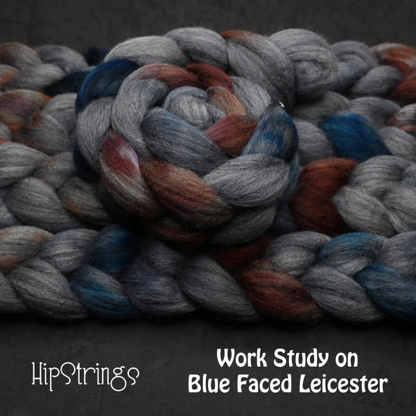 Work Study on Hand Dyed Blue Faced Leicester Combed Wool Top 4 oz ...